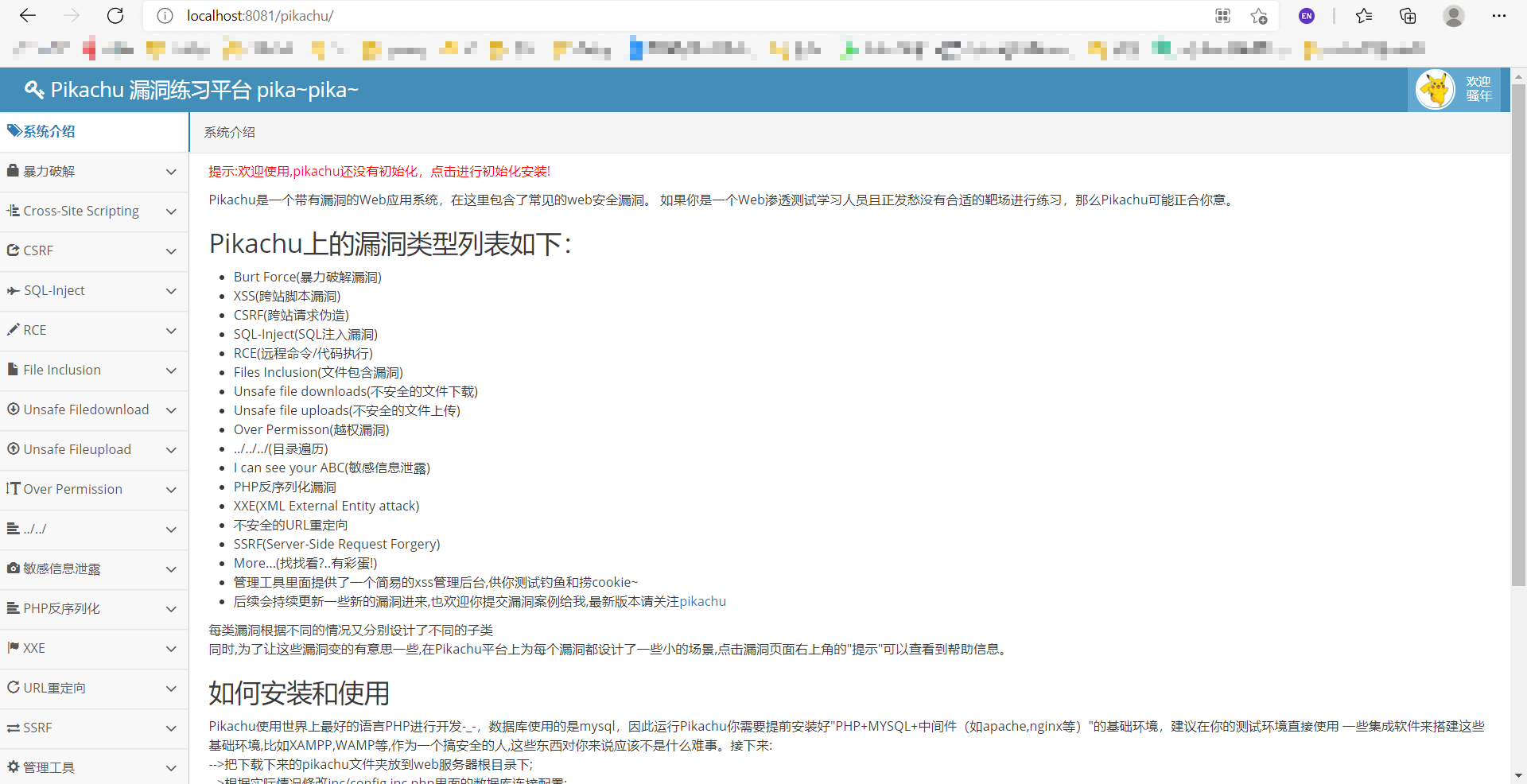 解决xampp安装后无法启动apache和mysql的问题并搭建pikachu环境 Woopokyuk S Blog